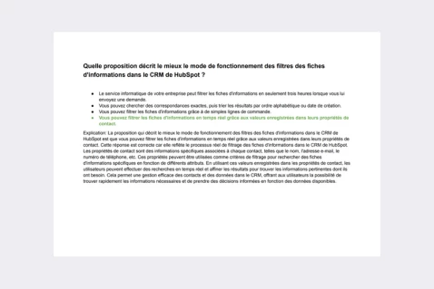 Réponses certification sales hub de hub spot | ExamRoll