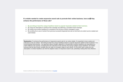 Google ads search professional assessment answers | ExamRoll